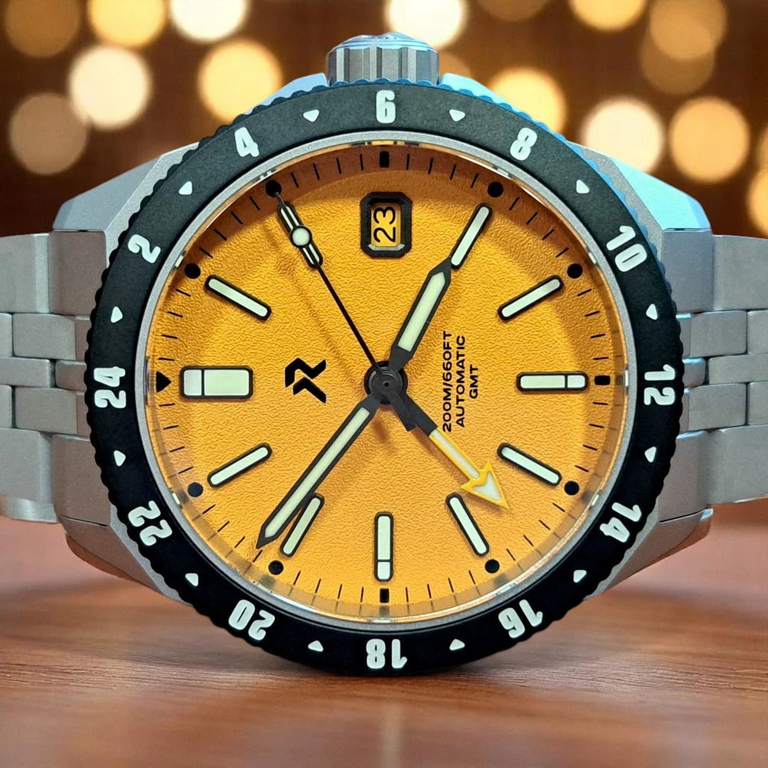 RZE Ascentus GMT Medallion Yellow: Limited Edition Titanium Dive Watch ...
