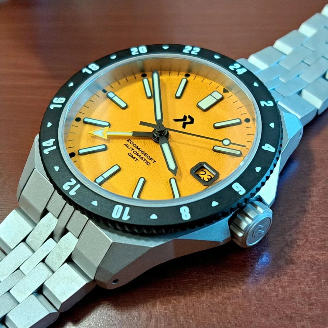 RZE Ascentus GMT Medallion Yellow: Limited Edition Titanium Dive Watch ...