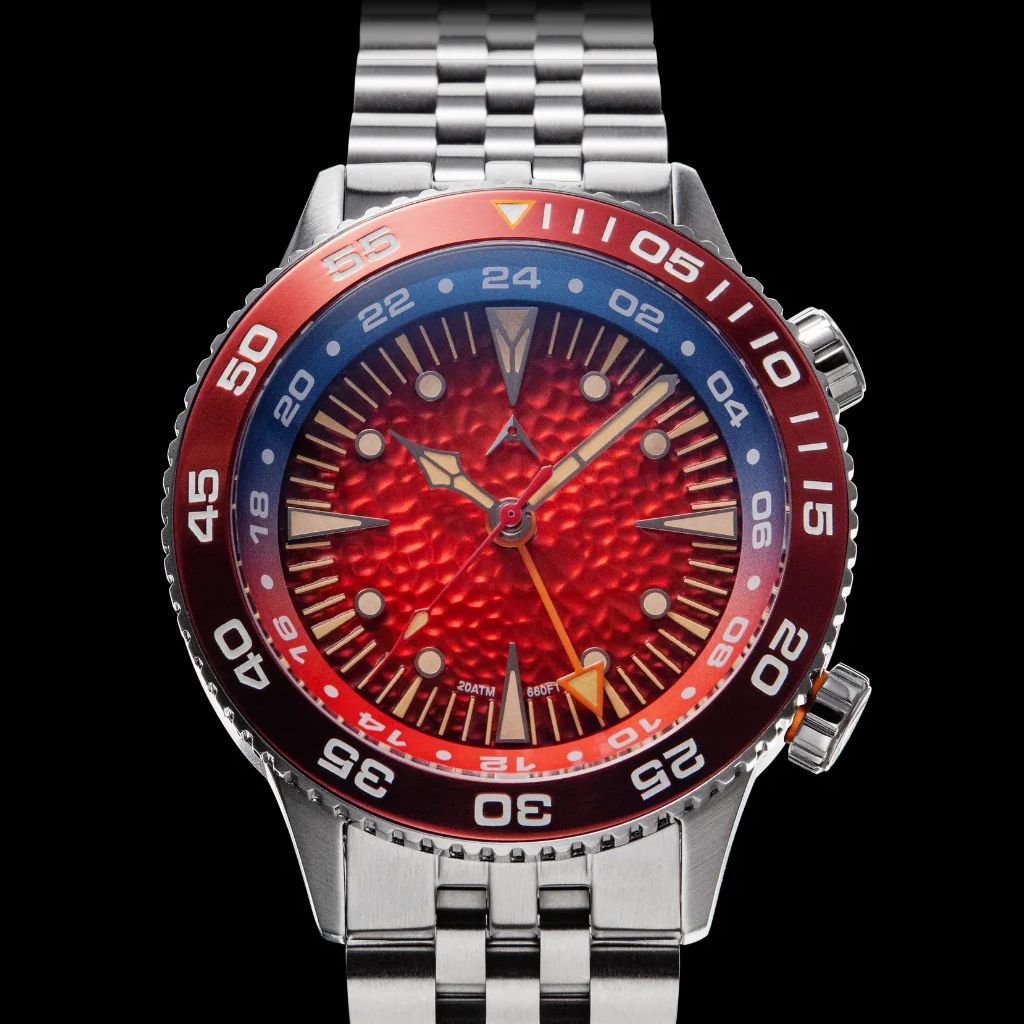 Aerotec Ace X GMT Dive Watch - Candy Apple Red – The Microbrand Store