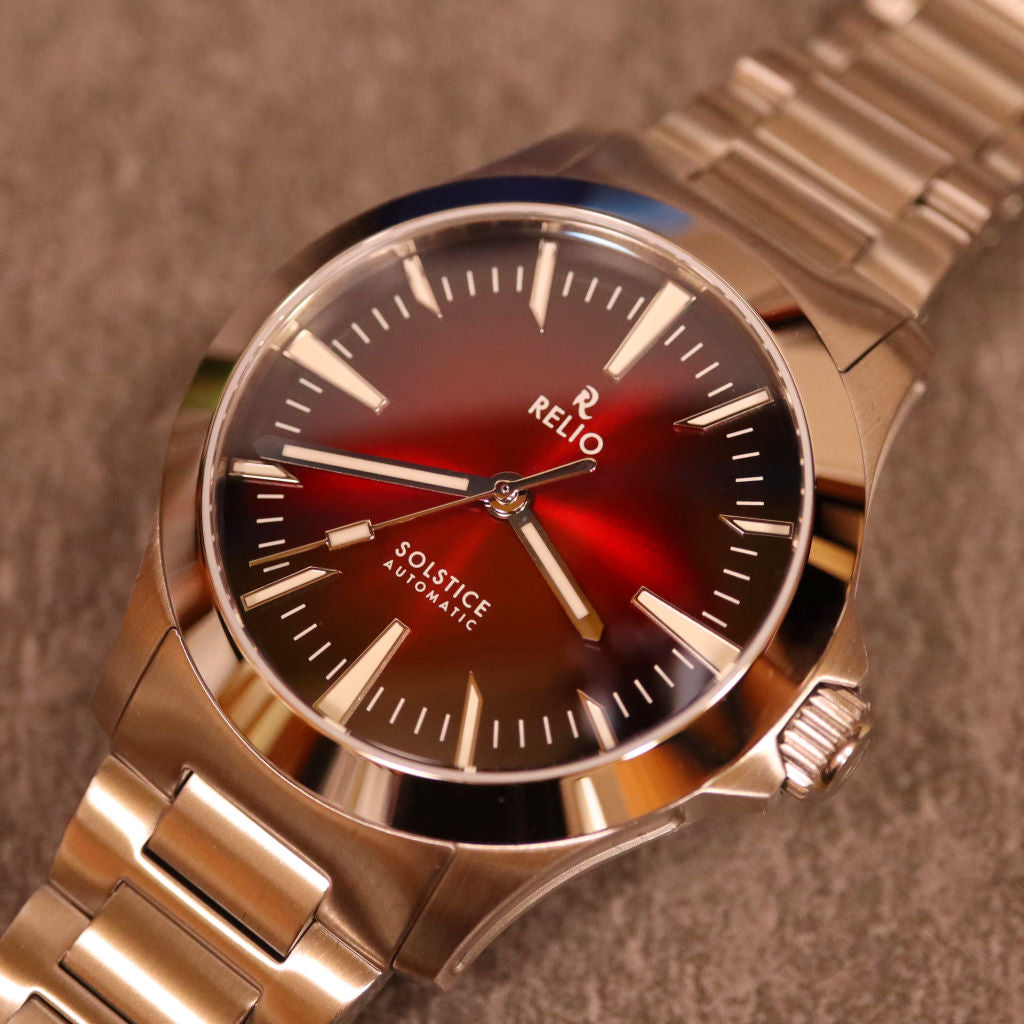 Relio Solstice Red - Sports Dress Watch with Red Fumé Sunburst Dial ...