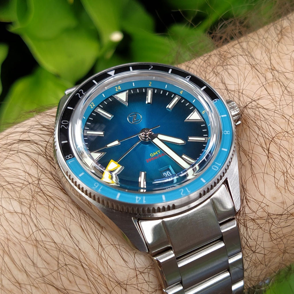 Zelos Horizons GMT v2 - Stainless Steel Teal Blue (Swiss ETA 2893 ...